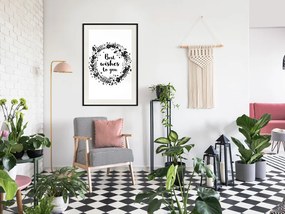 Plakát Vše nejlepší tobě - černobílá ilustrace s rostlinami a nápisy