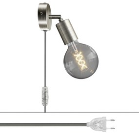 creative cables Spostaluce, nástěnná kovová lampa s nastavitelným kovovým kloubem, vypínačem a zástrčkou Barva: Matný chrom