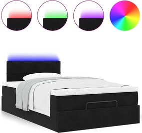 Osmanská postel s matrací &amp; LED černá 120x190cm samet 3312610