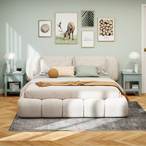 HOMCOM Sada 2 nočních stolků s šuplíkem a otevřenou přihrádkou, moderní styl pro ložnici a obývací pokoj, 45 x 40 x 55 cm, zelená