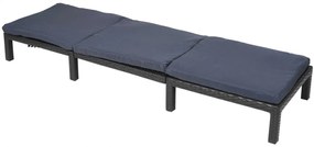 Zahradní lehátko HWC-A51 - polyratan, šedé polštáře basic 5cm - antracit