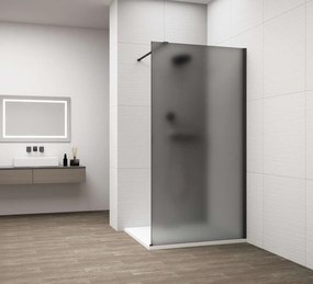 Polysan Esca - Sprchová stěna Walk-In 100x210 cm, Antidrop, kouřové matné sklo/matná černá ES1410-02