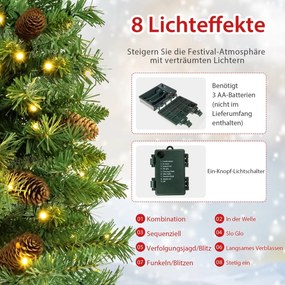 Costway 64 cm velký osvětlený mini vánoční stromek na stůl s 50 zelenými LED