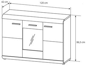 LINK s | komoda 3D | 120 cm | sonoma