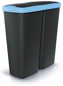 MAXIVA Odpadkový koš - COMPACTA Q DUO, černá nádoba, 50 l Barva: světle modrá