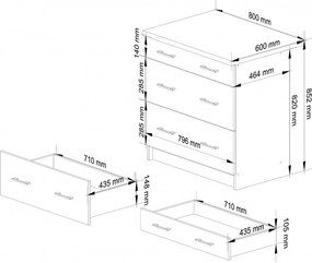 Kuchyňská skříňka OLIVIA S80 3SZ - bílá/cappucccino lesk