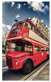 DIMEX | Vliesová fototapeta na zeď Londýnský autobus MS-2-0017  | 150 x 250 cm | červená, béžová, modrá, zelená