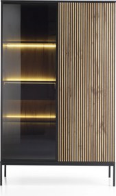 PSK Vitrína SANTAL, Černá/Dub Votan 104 cm