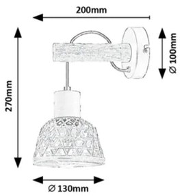 Rabalux 71025 - Nástěnné svítidlo RATTAN 1xE27/15W/230V ratan