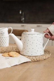 Bílá porcelánová konvička se srdíčky Lovely Day - 23*14*14 cm / 1000 ml
