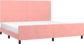 Rám postele s čelem růžový 200x200 cm samet 3125658