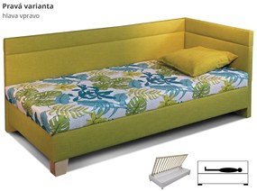 NEW DESIGN postele Válenda VARIO s čely a úložným prostorem, matrace a rošt v ceně, 80×200 cm Velikost postele: 80 × 200 cm, Strana: Pravá