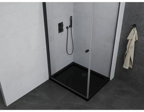 Mexen Pretoria sprchový kout s otočnými dveřmi 70 x 90 cm, průhledné, Černá + vanička do sprchového kouta Flat, Černá - 852-070-