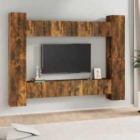 10dílný set TV skříněk kouřový dub kompozitní dřevo 3120218