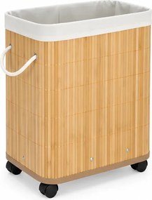 koš na prádlo, 42 l, kolečka, bambus/látka, 38x41x31 cm, přírodní/krémová, Dekorino KP20260007