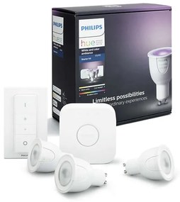 Hue LED White and Color Ambiance Starter Kit žárovka GU10 6,5W set 3ks + Bridge + Dimmer Switch 8718696748930