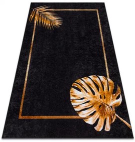 Dywany Luszczow Dětský kusový koberec MIRO 51518.805 pratelný  Listy, rám protiskluz, černý / zlatý Rozměr koberce: 160 x 220 cm