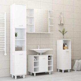 vidaXL 4dílný set koupelnového nábytku dřevotříska [3187614] Barva: bílá s vysokým leskem