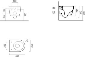 GSI GSI, PURA závisná WC mísa, Swirlflush, 46x36 cm, bílá ExtraGlaze, 880211