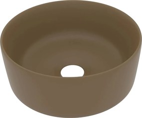 Luxusní umyvadlo kulaté matné krémové 40 x 15 cm keramické 147018
