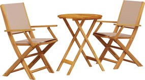 3dílný bistro set taupe textil a masivní dřevo 3281798