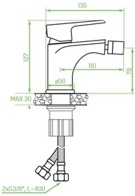 LAVEO LARGO - Bidetová batéria, Chróm-Biela, BAH_632D