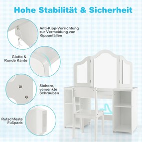 Costway Sada toaletního stolku a židle pro děti 2-in-1 Princezna toaletní sada