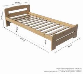 Maxi Postel Petra z masivu 90 x 200 cm - barva Borovice