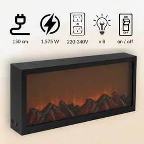 Dekorativní LED krb, kovový, 10 x 57 x 25 cm