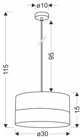 Bílé závěsné svítidlo se stínidlem z dýhy a textilu ø 30 cm Bianco – Candellux Lighting