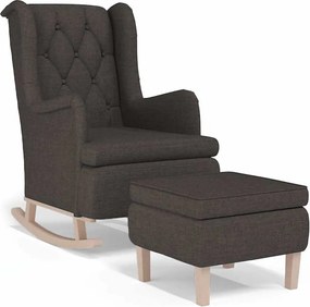 Houpací křeslo se stoličkou tmavě šedé textil 3121273