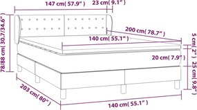 Box spring postel s matrací světle šedá 140x200 cm samet 3127733
