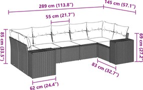 7dílná zahradní sedací souprava s poduškami černá polyratan 3255323