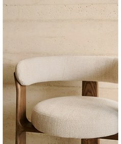 Hnědé/béžové jídelní křeslo s područkami z jasanového dřeva Granite – Kave Home