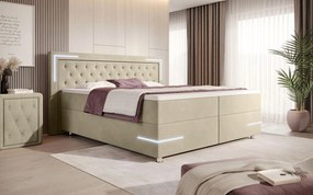 Boxspring postel CARLOTTA bez úložného prostoru s LED, samet Velikost postele: 120 × 200 cm, Barvy sametu: Béžový samet, Výběr matrace: Oboustranná…