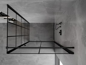 Mexen Mist-B, 1-křídlý ​​výklopný sprchový kout, pravý, 90 x 70 cm, čiré sklo-černá mřížka, 8A2T-090-070-70-77-P