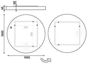 Nimco Bílé LED zrcadlo pr. 1000 se dvěma dotykovými senzory - ZPB 31004RVX-05