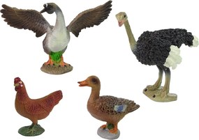 LEAN Toys Sada figurek hospodářských zvířat s farmářem a ptáky