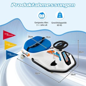 Costway Elektrická motokára pro děti 24 V driftovací auto pro děti s 360° rotací