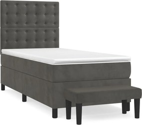 Box spring postel s matrací tmavě šedá 80 x 200 cm samet 3138050