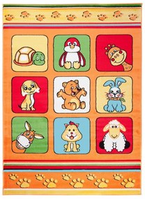 Dětský kusový koberec Animals oranžový 80x150cm