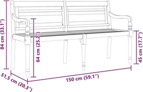 Lavice Batavia 150 cm masivní teakové dřevo 319147