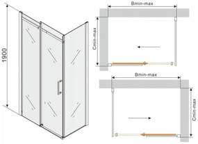 Mexen Omega sprchový kout 160x70cm, 8mm sklo, černý profil-čiré sklo, 825-160-070-70-00