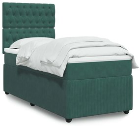 Box spring postel s matrací tmavě zelená 90x200 cm samet 3294547