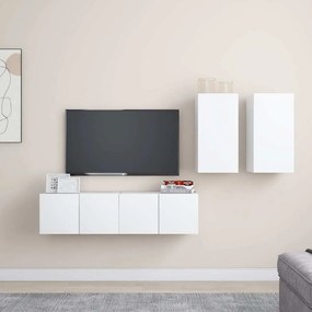 vidaXL 4dílný set TV skříněk kompozitní dřevo [3078790] Barva: Bílá