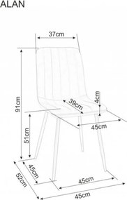 Tmavě šedá jídelní židle ALAN B s černými nohami