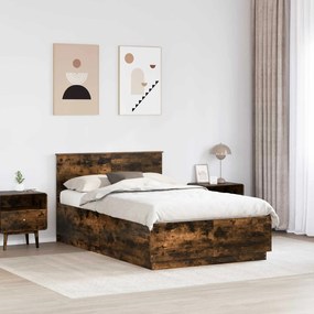 Rám postele s čelo Kouřový dub 120 x 190 cm Kompozitní dřevo 3408184