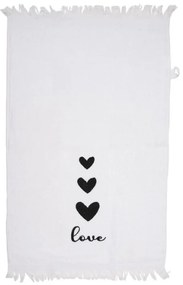 Bílý froté ručník se srdíčky a nápisem Love – 40x66 cm