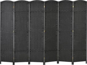 HOMCOM Skládací rozdělovací stěna 6-panelová 240x170 cm - Záclona pro soukromí do obývacího pokoje, ložnice, kanceláře - černá | Aosom