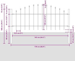 vidaXL Marketos Zahradní plot Woerden s kopím nahoře ocelový 170 x 75 cm černý